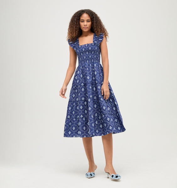 The Ellie Nap Dress - Navy Trellis – Hill House Home