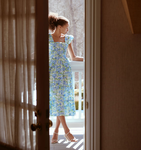 The Hill House x La Coqueta Ellie Nap Dress - Blue Watercolor Hydrange – Hill House Home