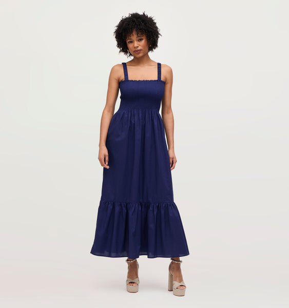 The Anjuli Nap Dress - Navy Cotton – Hill House Home