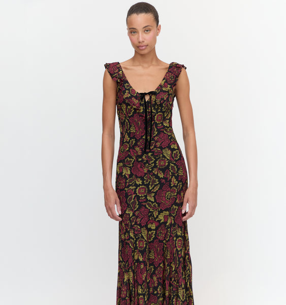 The Augustina Dress - Black Palampore Floral – Hill House Home