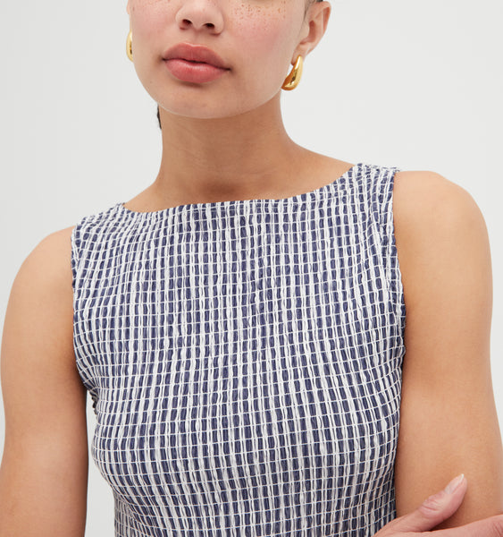The Cosima Nap Dress - Navy Stripe – Hill House Home