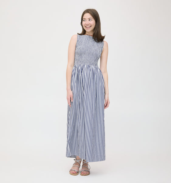 The Cosima Nap Dress - Navy Stripe – Hill House Home