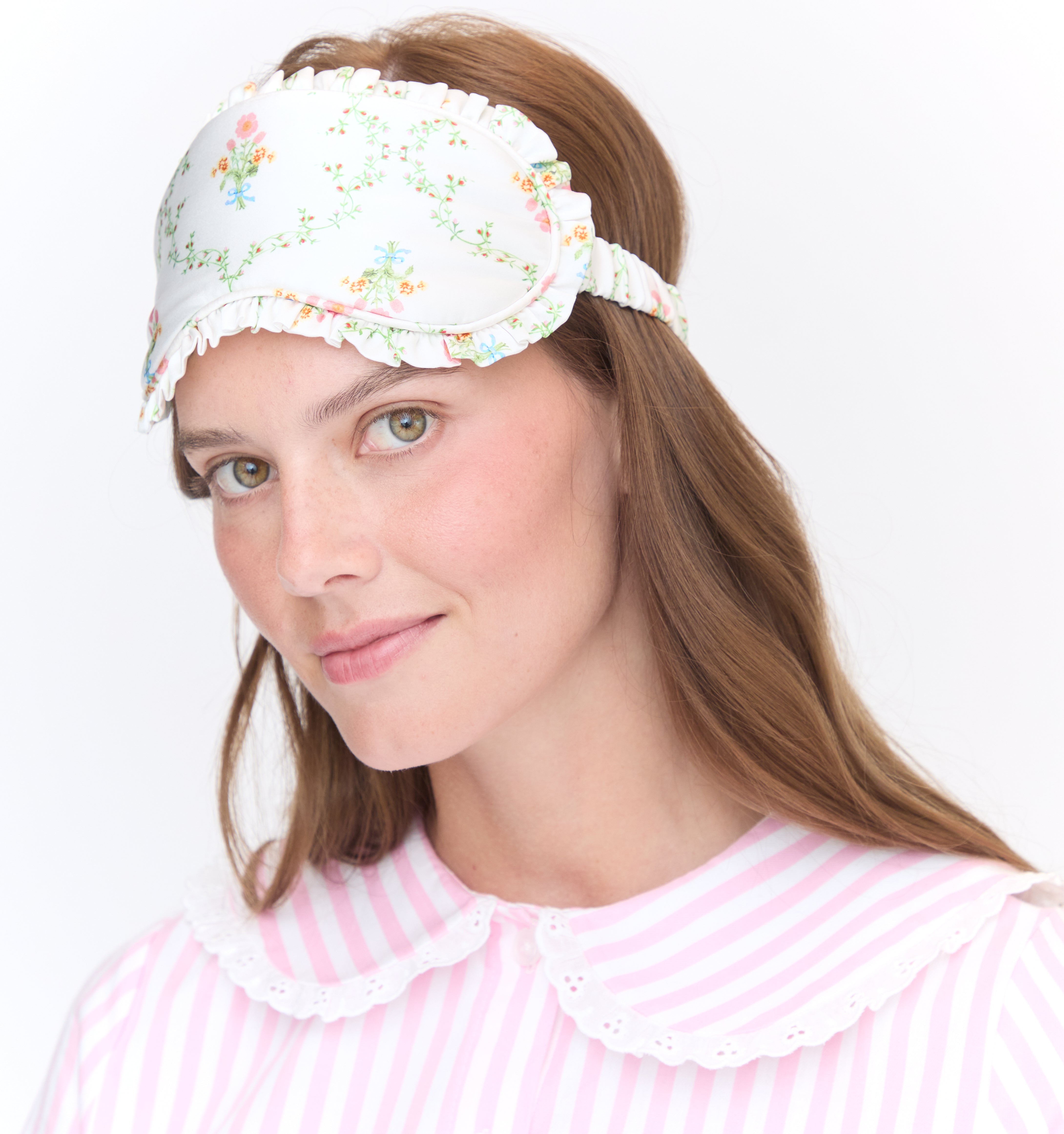The Ruffle Eye Mask - Pastel Trellis – Hill House Home