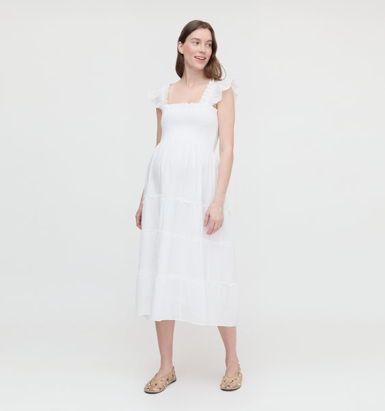 The Maternity Ellie Nap Dress - White Shadow Stripe – Hill House Home