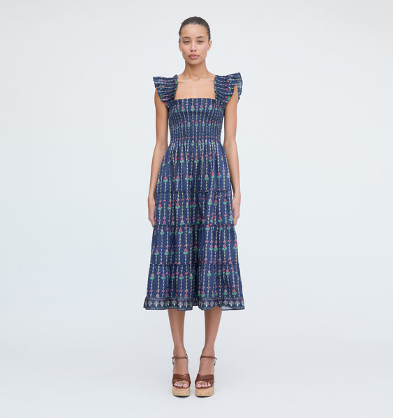 The Ellie Nap Dress - Navy Trailing Fern – Hill House Home