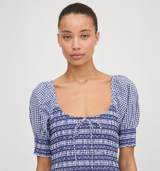 The Madeline Nap Dress - Navy Gingham – Hill House Home