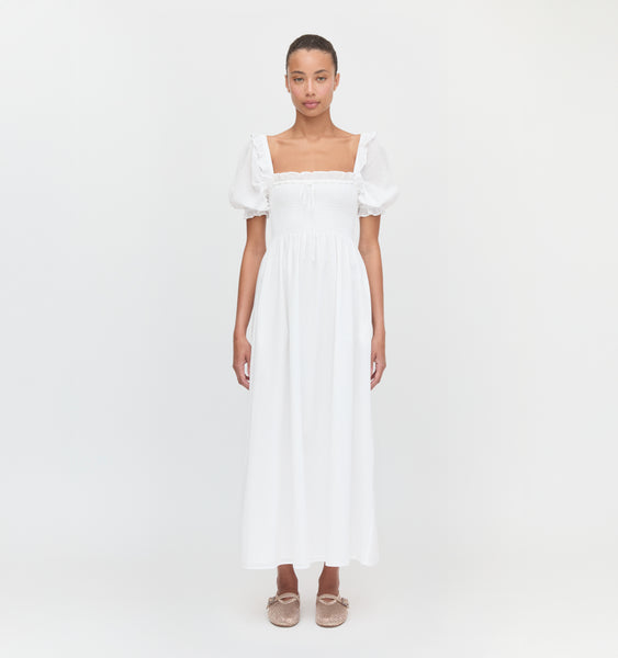 The Scarlett Nap Dress - White Shadow Stripe – Hill House Home
