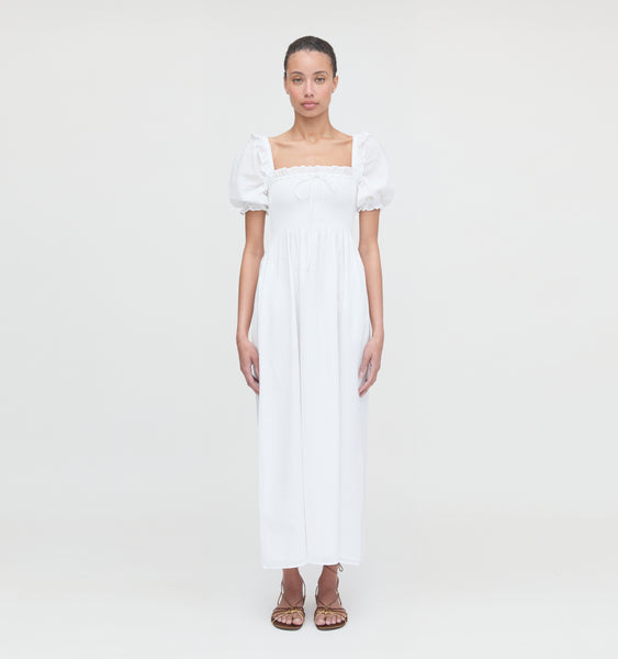 The Scarlett Nap Dress - White Shadow Stripe – Hill House Home