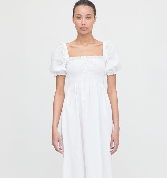 The Scarlett Nap Dress - White Shadow Stripe – Hill House Home